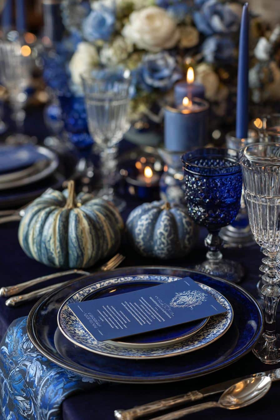 22 Stunning Blue Thanksgiving Tablescape Ideas with Free Printables ...